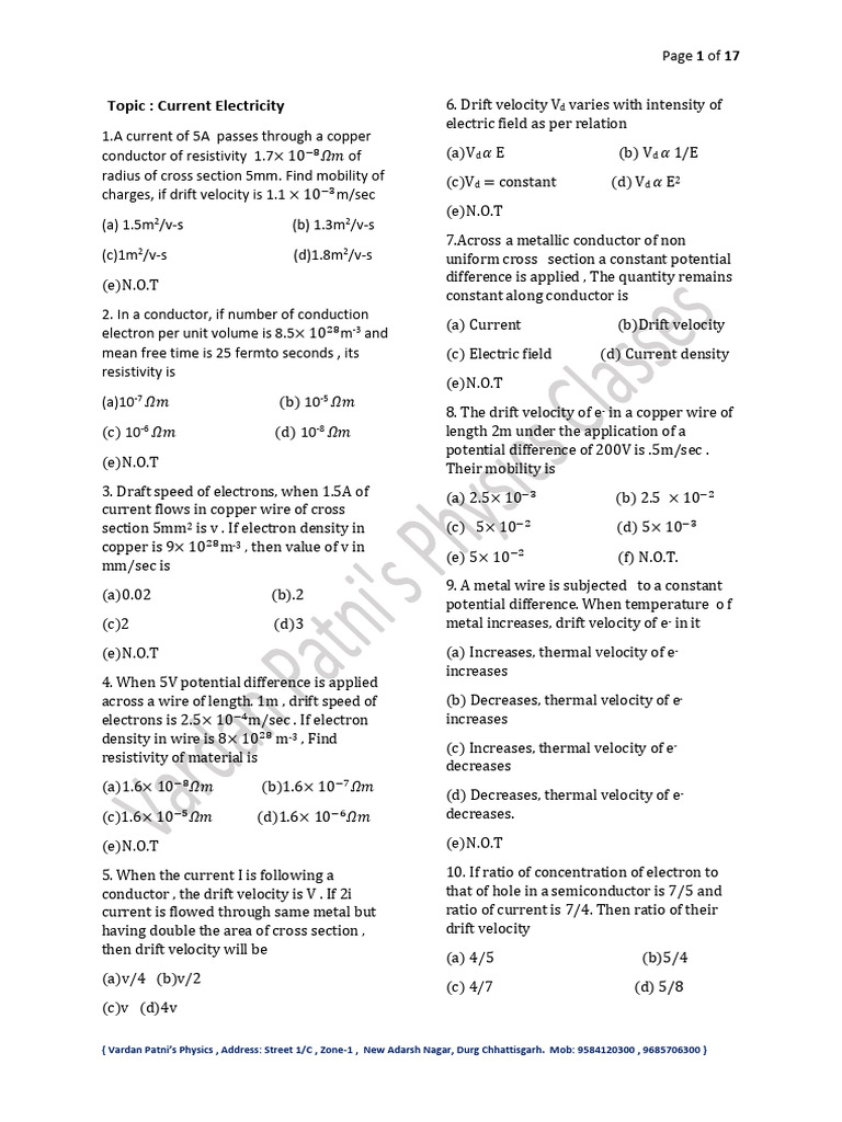Current Electricity-1 - Edited | PDF | Electrical Resistivity And Conductivity | Science ...