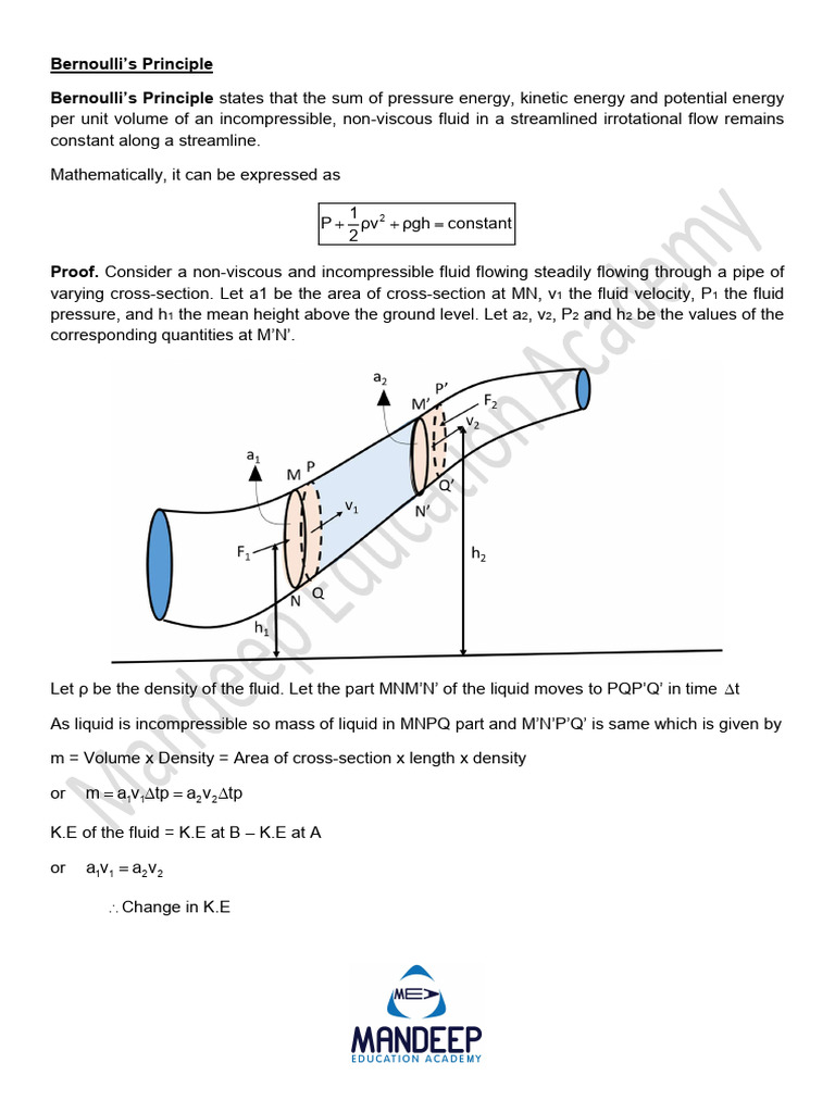 Bernoulli's Principle Explained | PDF | Science & Mathematics