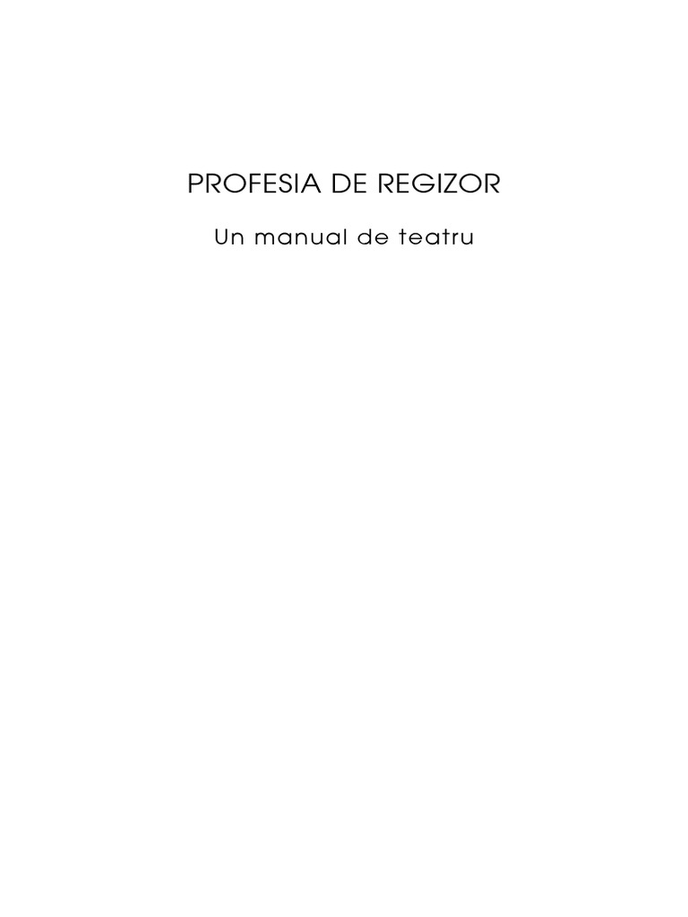 Profesia de Regizor | PDF
