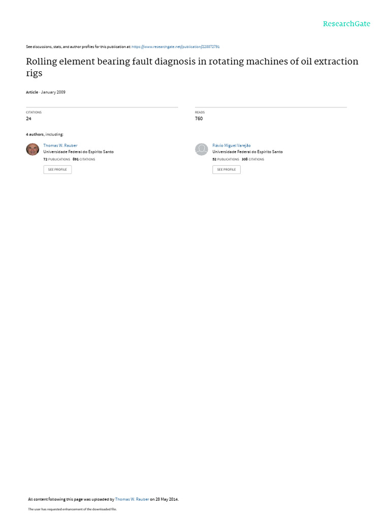 Rolling Element Bearing Fault Diagnosis in Rotatin | PDF