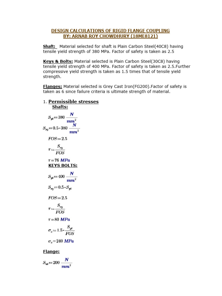 Design Calculations of Rigid Flange Coup | PDF