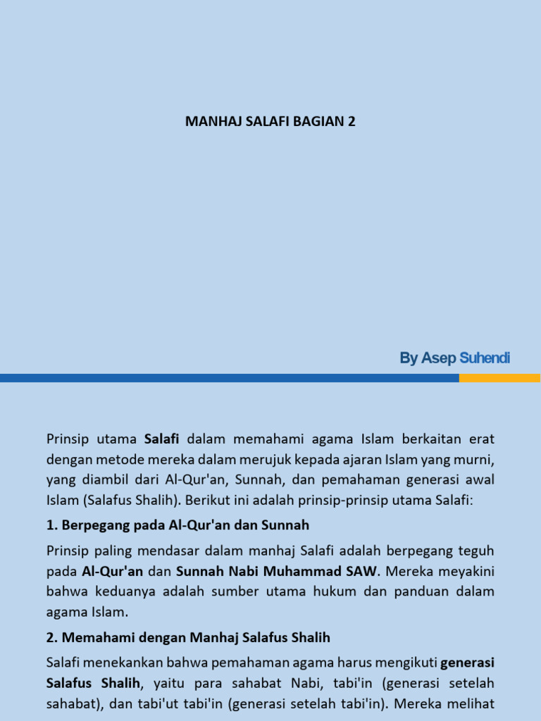 Manhaj Salafi Bagian 2 | PDF