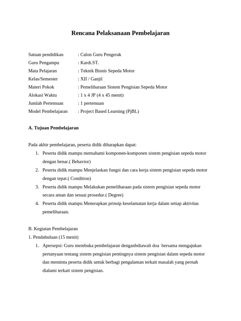 Rencana Pelaksanaan Pembelajaran | PDF