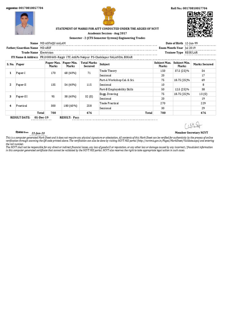 Marksheet R170810057704 2 | PDF