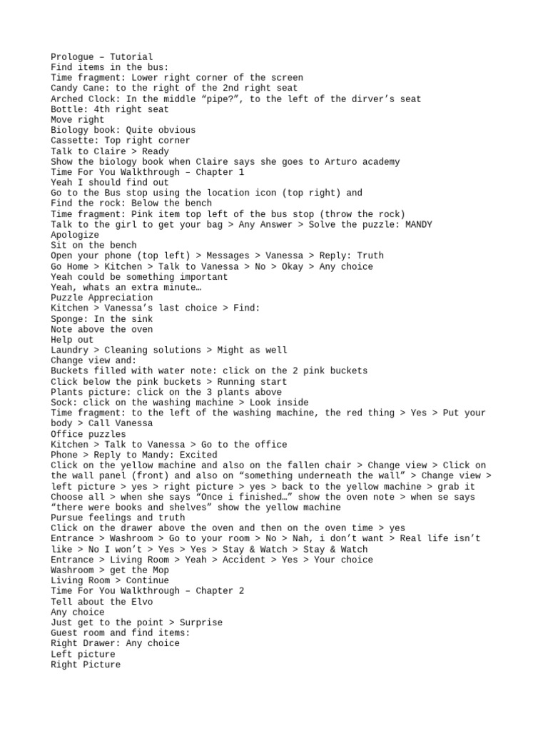 Time For You Walkthrough | PDF