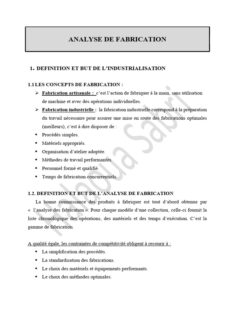 2 Analyse de Fabrication | PDF