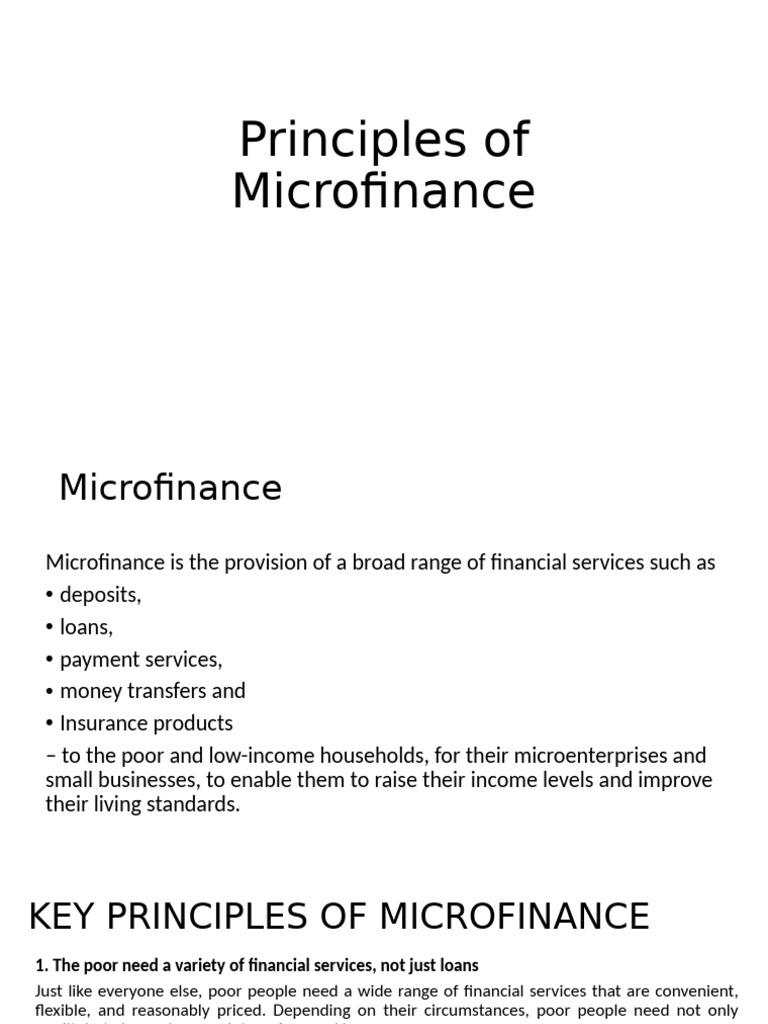 Lecture-8-Principles of Microfinance | PDF