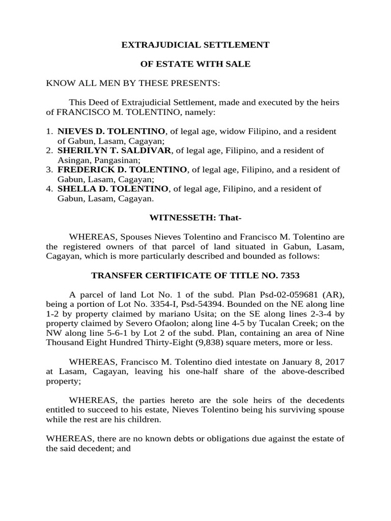 Extrajudicial Settlement | PDF