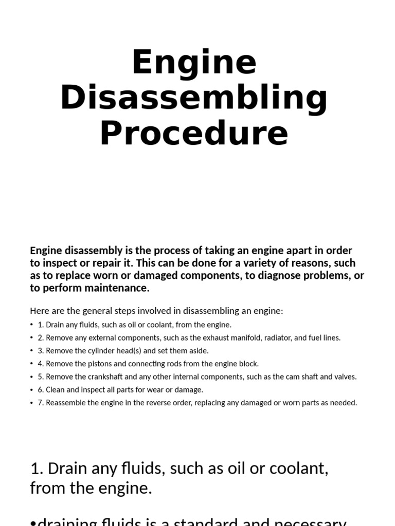 Engine Dissasembling Procedure | PDF