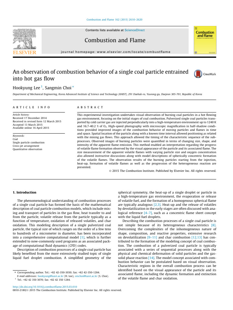 An Observation of Combustion Behavior of A Single Coal Particle ...