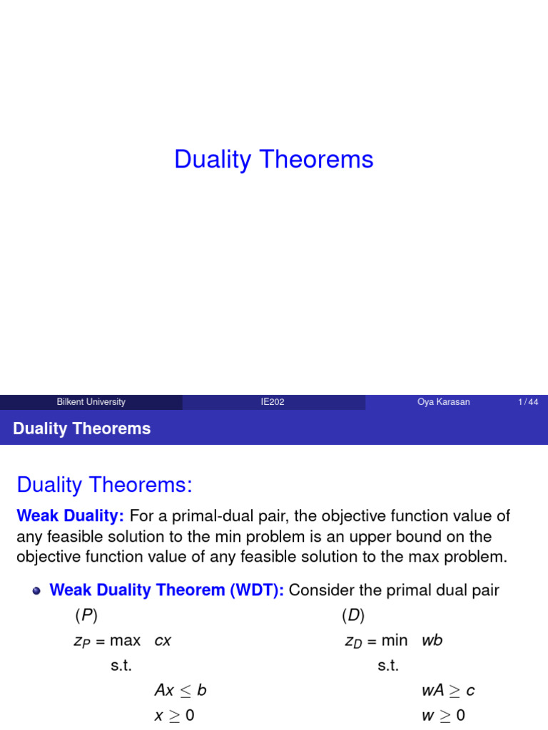 Duality Theorems | PDF