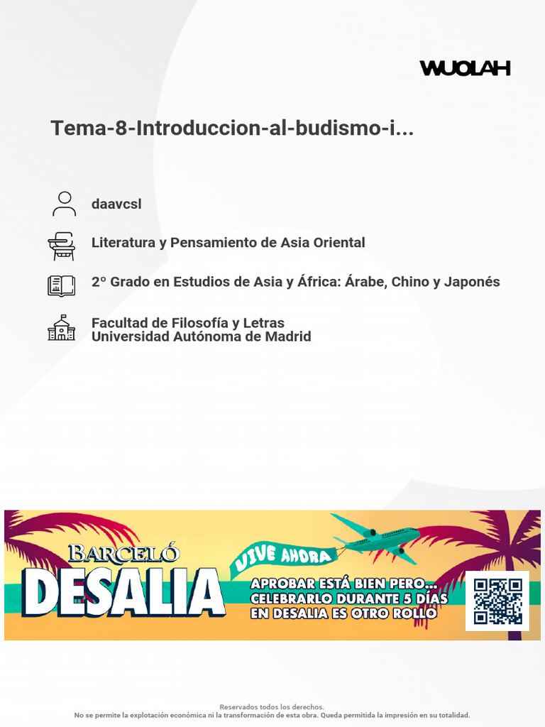 Wuolah Free Tema 8 Introduccion Al Budismo Indio | PDF