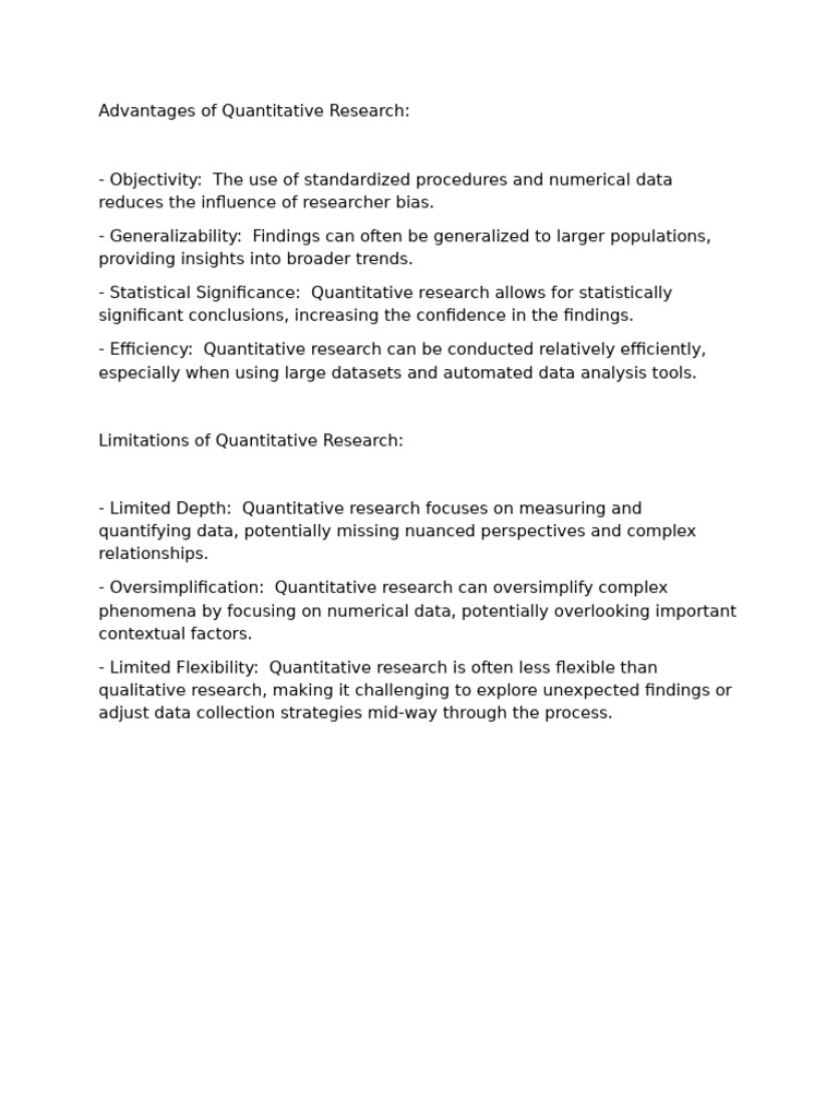 Advantage of Quantitative Research | PDF | Business | Computers Advantage of Quantitative Research | PDF | Business | Computers