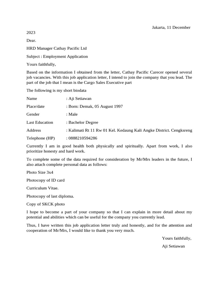 Surat Lamaran | PDF