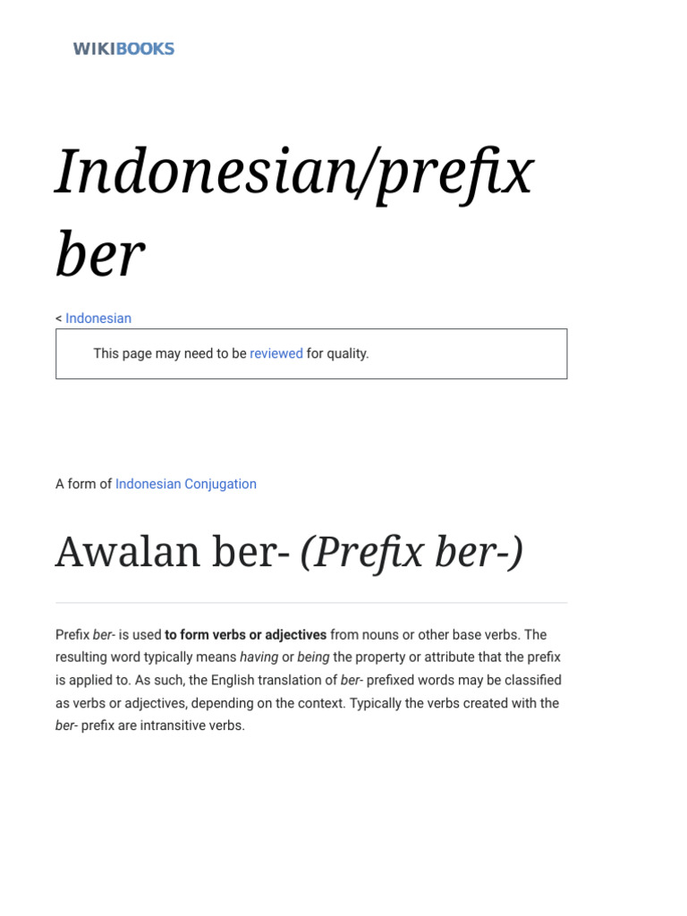 Indonesian - Prefix Ber | PDF