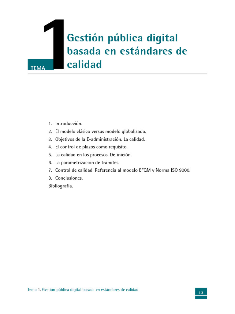Tema Gestión Pública Digital Basada en Estándares de Calidad | PDF