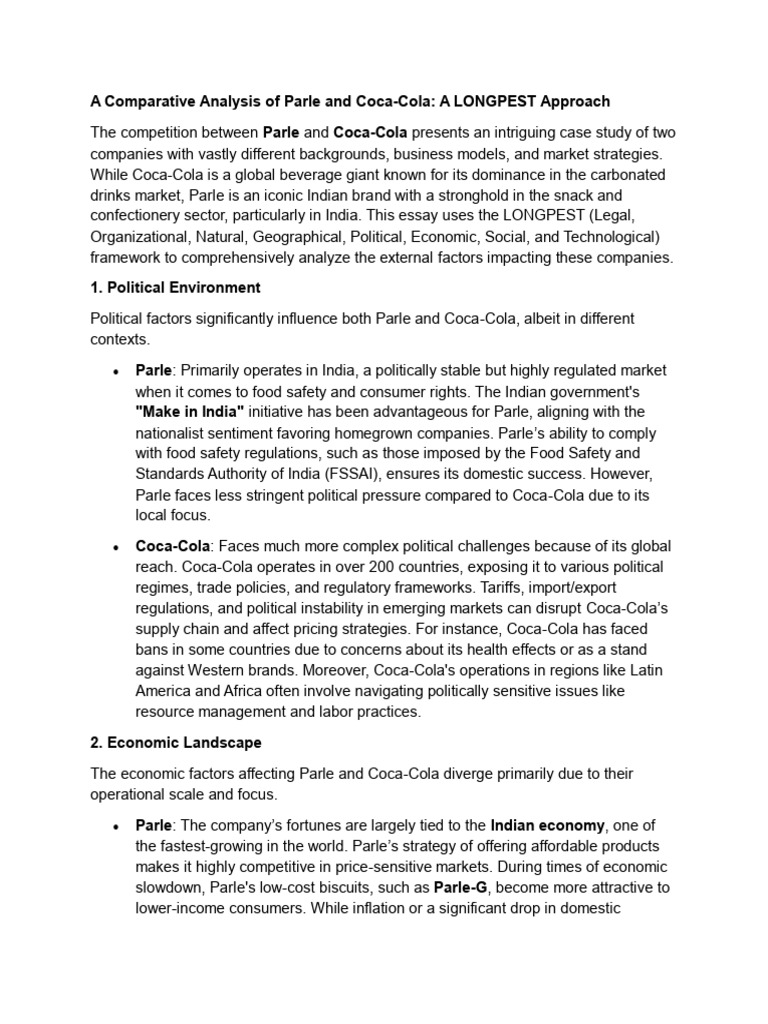 Parle vs. Coca-Cola: A LONGPEST Analysis | PDF | The Coca Cola Company ...