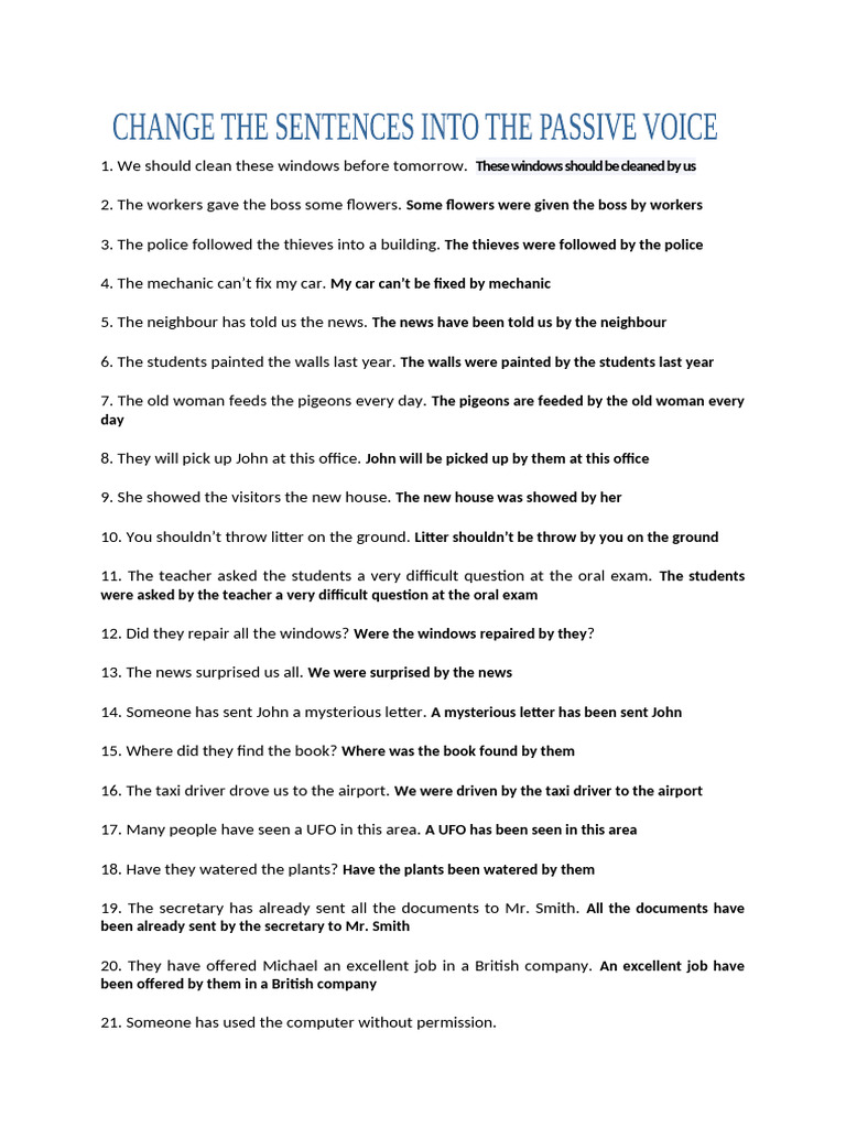 Passive Voice Test | PDF