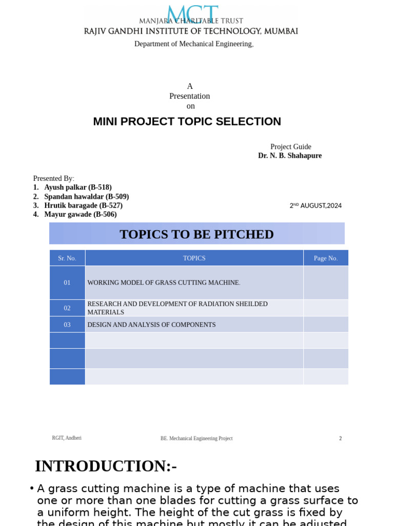Mini Project Selection | PDF
