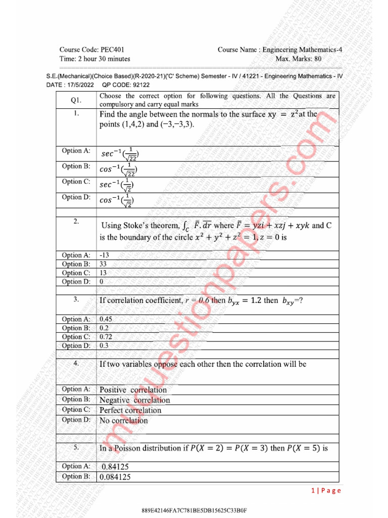 Be Mechanical Engineering Semester 4 2022 May Engineering Mathematics Ivrev 2019 c Scheme | PDF