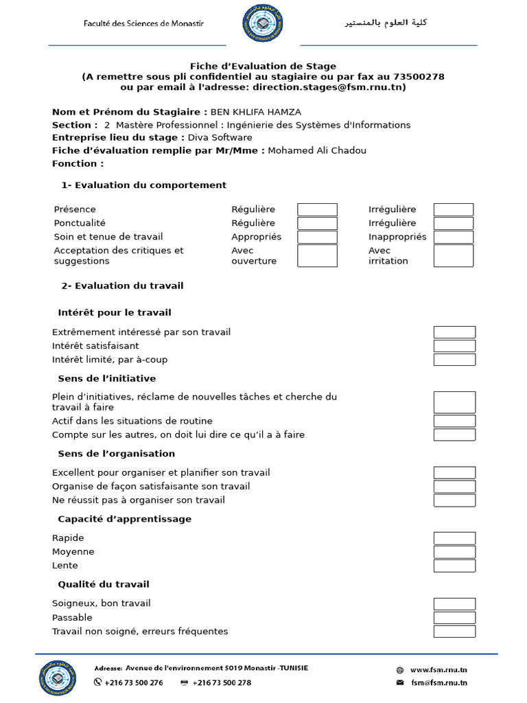 Fiche D'évaluation | PDF