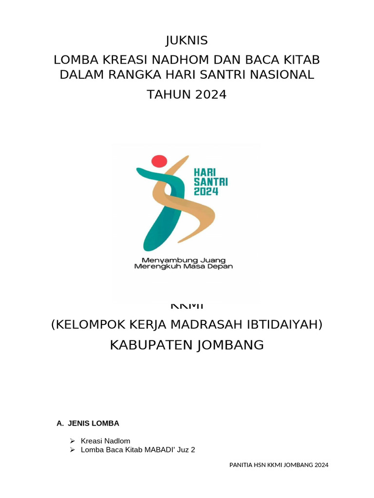 Juknis Lomba HSN Tahun 2024 KKMI Kab. Jombang | PDF