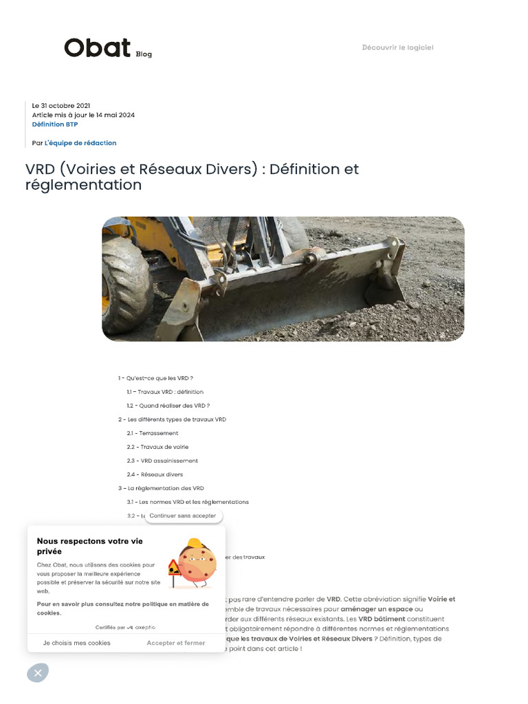 VRD (Voiries Et Réseaux Divers) - Définition Et Réglementation | PDF