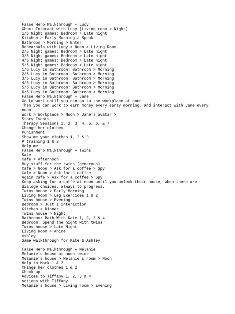 False Hero Walkthrough | PDF