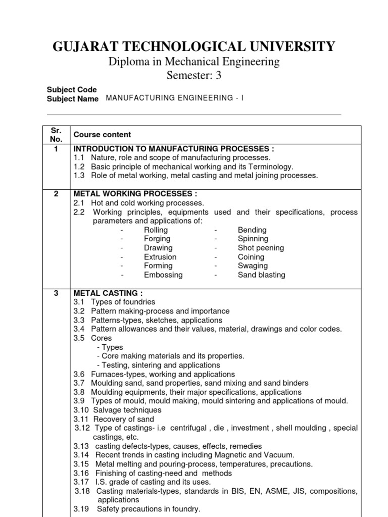 Manufacturing Engineering - I | PDF | Foundry | Welding