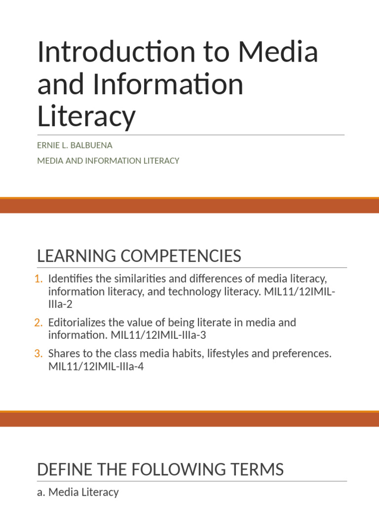 Introduction To Media and Information Literacy Lab | PDF