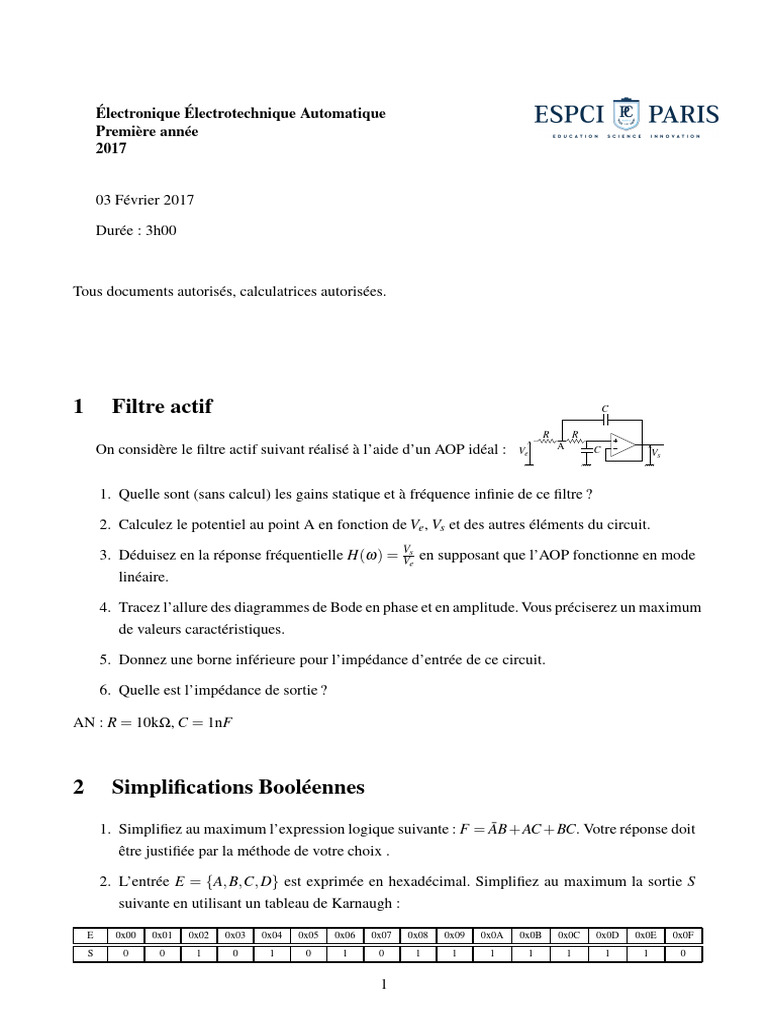 Filtre Exercice | PDF