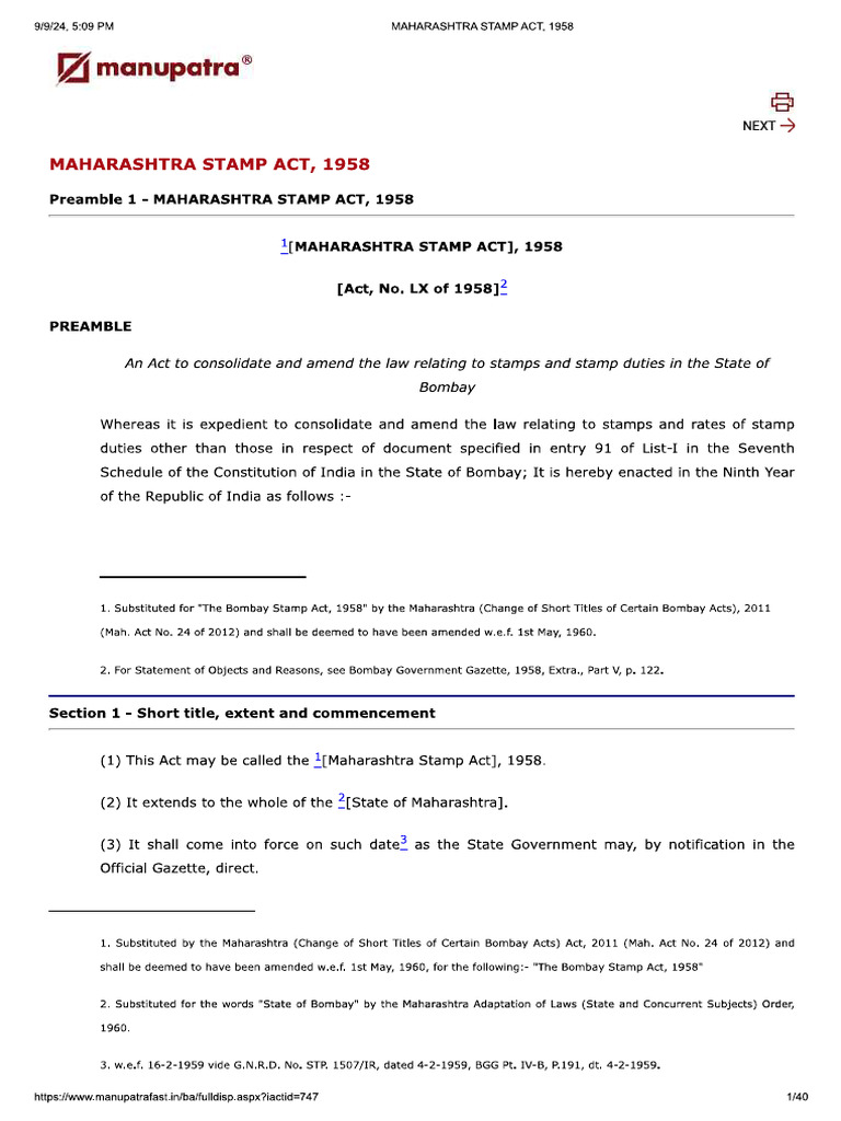 Maharashtra Stamp Act | PDF