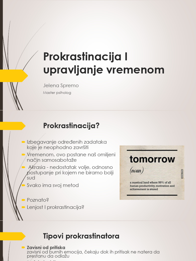 Prokrastinacija I Upravljanje Vremenom Prez 1 Jan 18 | PDF