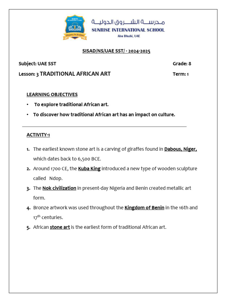 Traditional African Art Overview | PDF | The Arts
