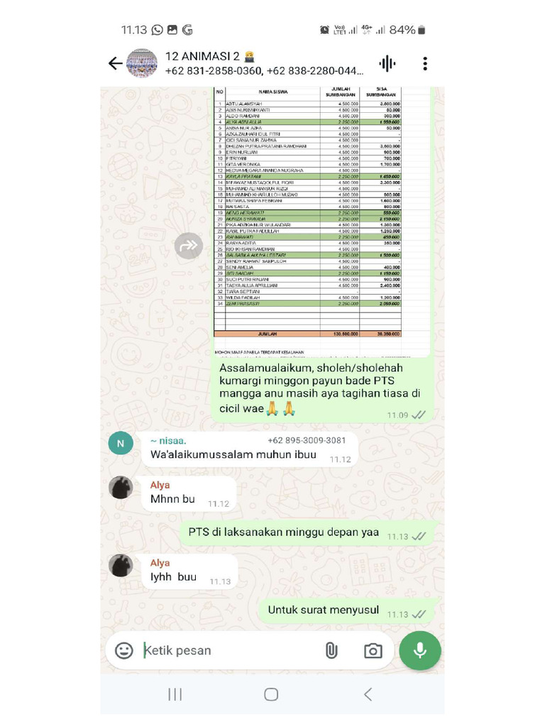 Siswa Dan Ortu Sept | PDF