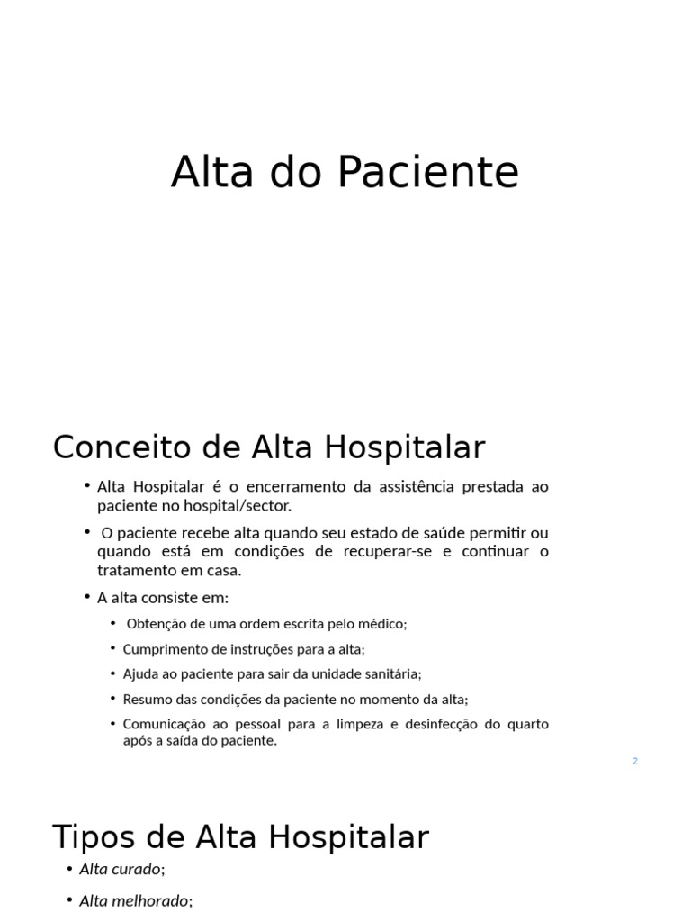 Alta e Transferencia Do Paciente | PDF