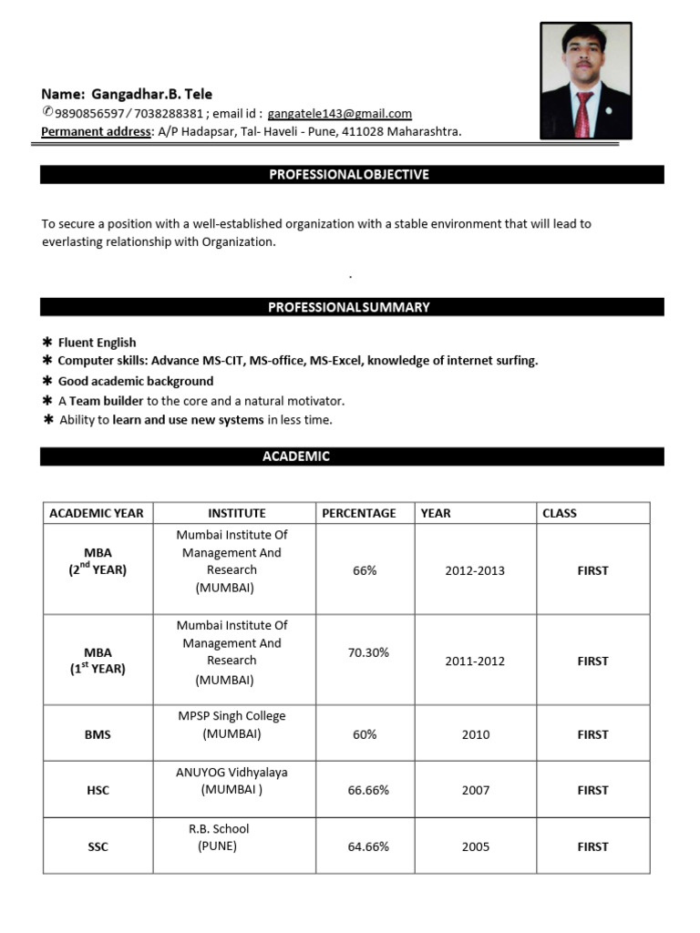 AUG 2022 GANGADHAR TELE RESUME(1) | PDF