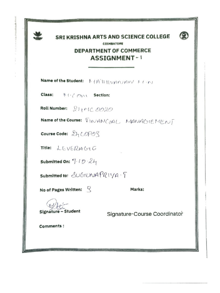 Leverage Assignment | PDF