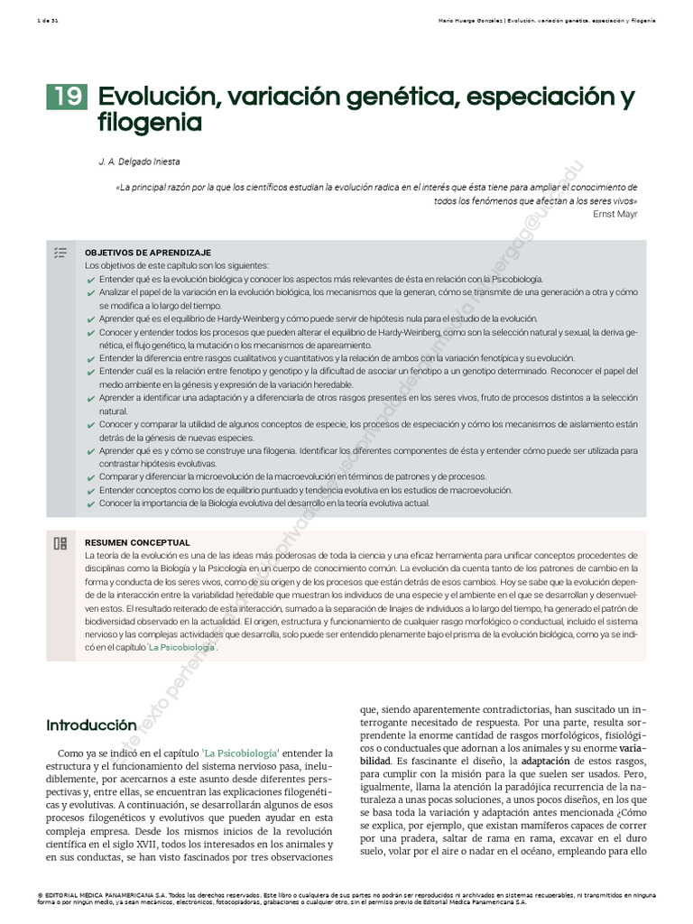 Evolucion-variacion genetica-especiacion y filogenia | PDF
