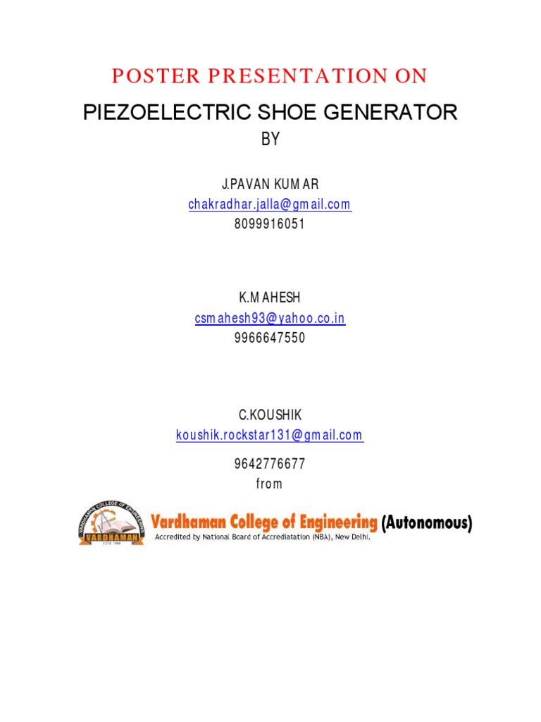 Piezoelectric Shoe Power Generation | PDF | Piezoelectricity | Capacitor