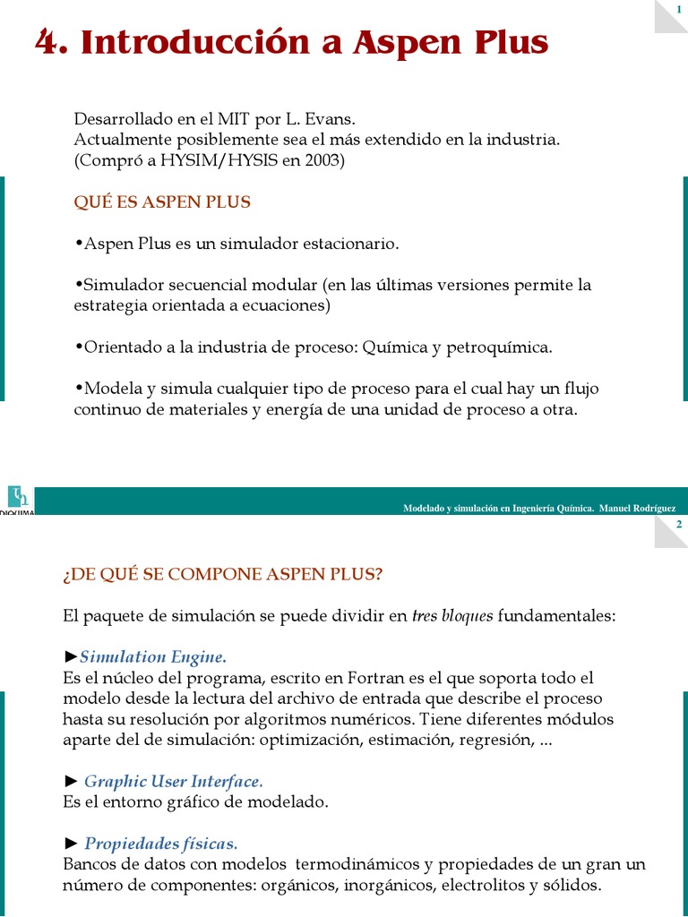 Introducción a Aspen Plus en Simulación | PDF | Simulación | Ingeniería ...