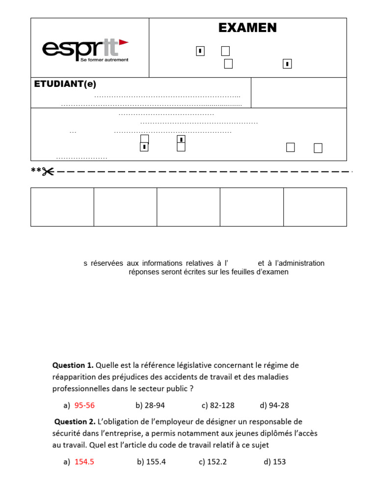 Correction Dexamen Rattrapage QCM 2022 2023 | PDF
