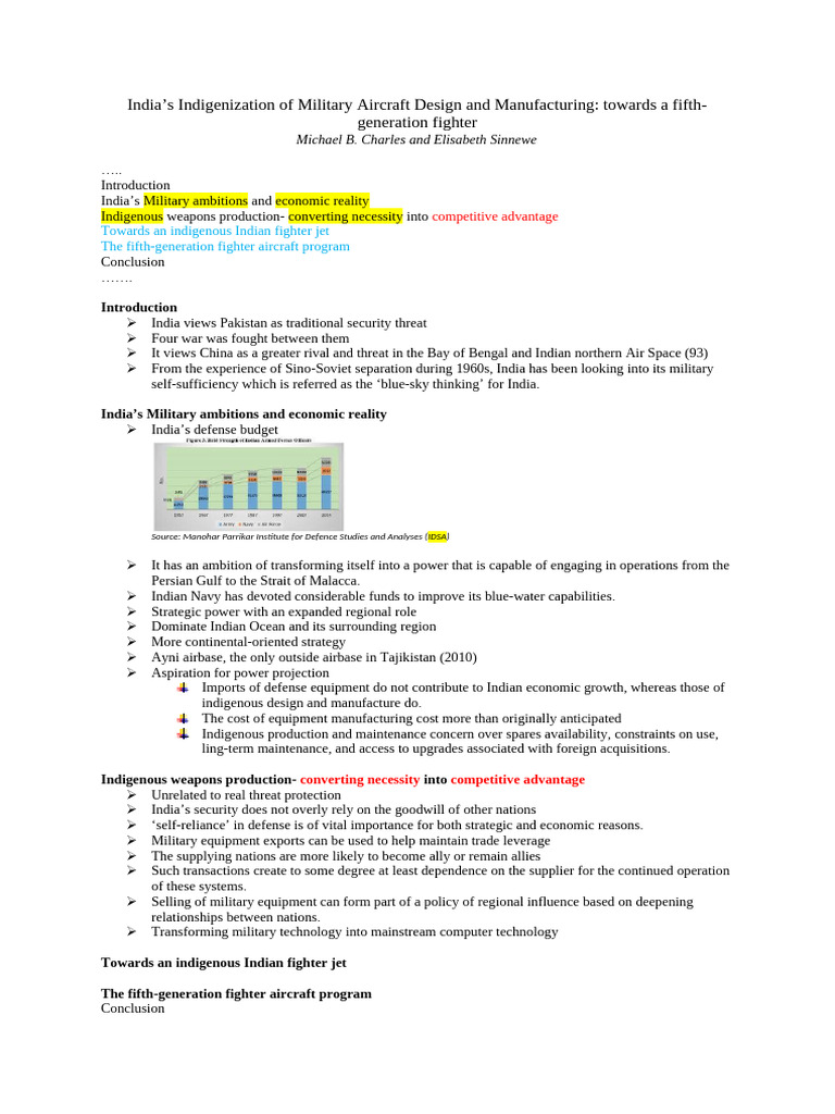 Chapter 6 India's Indigenization of Military Aircraft Design | PDF ...