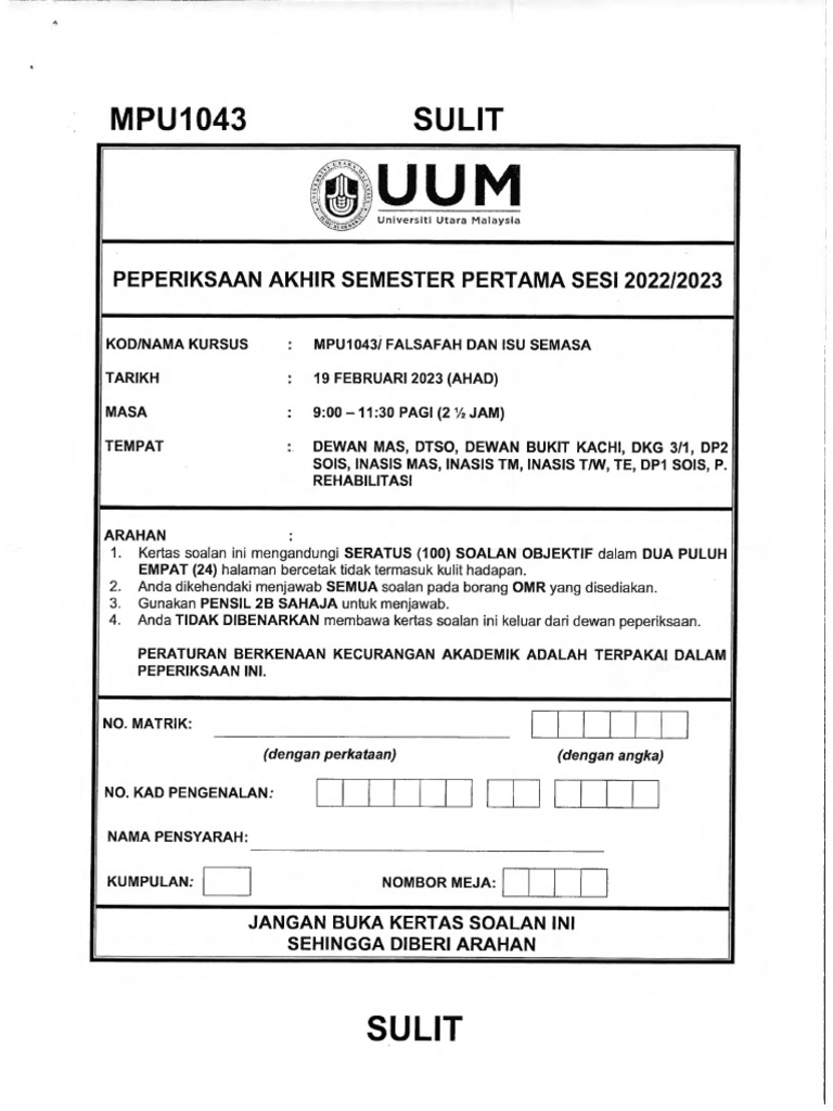 MPU1043 Falsafah Dan Isu Semasa | PDF
