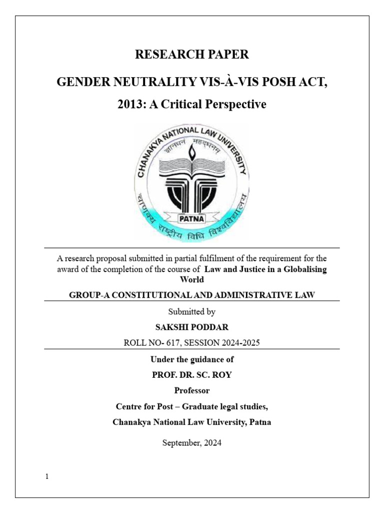 Gender Neutrality in the POSH Act | PDF | Sexual Harassment | Politics