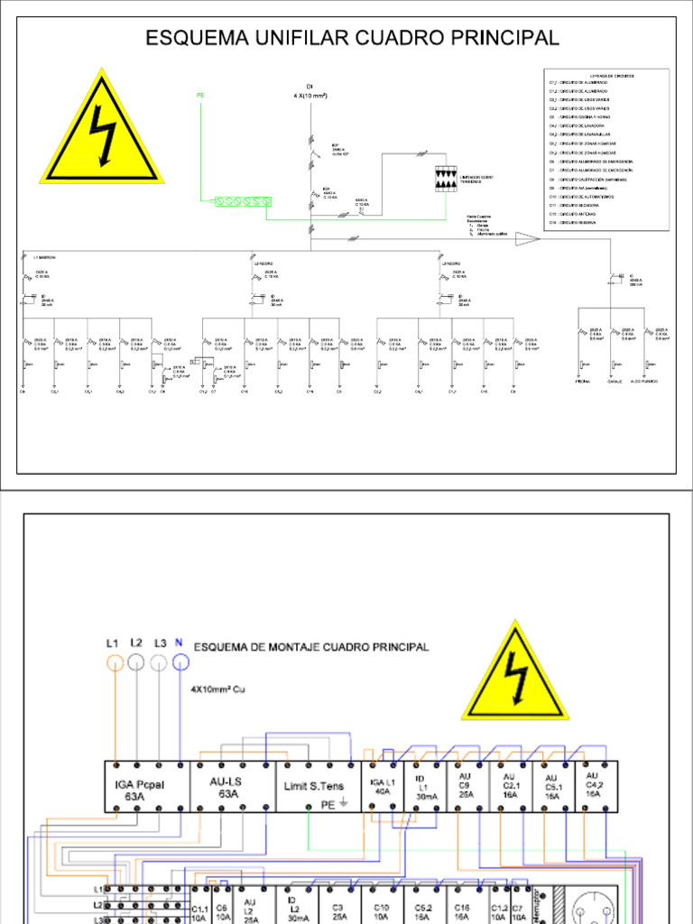00 Esquemas Unifilares en A3 - Alumno Año 2021 | PDF