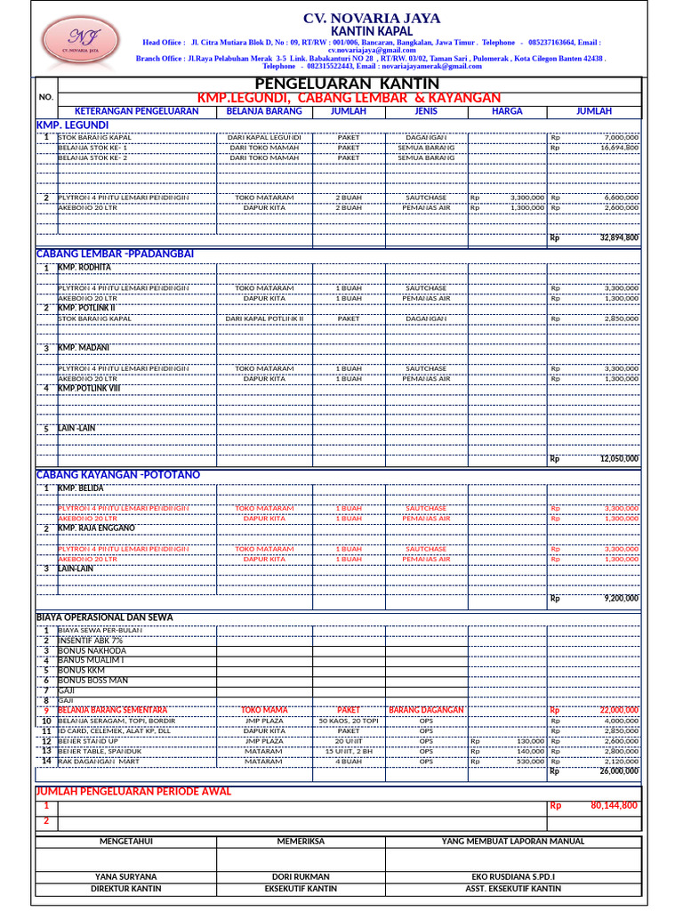 Form Pemasukan Pengeluaran Manual | PDF