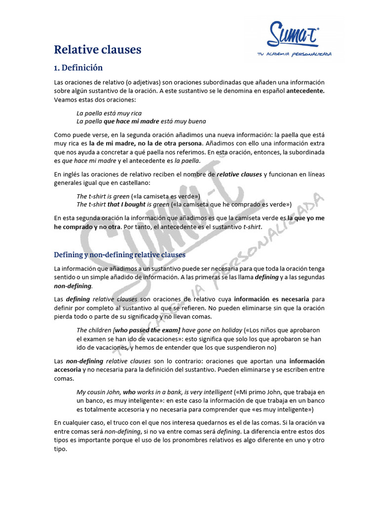 Relative clauses | PDF