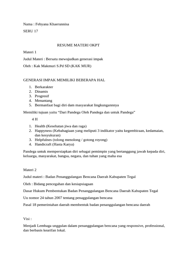Resume Materi Okpt | PDF