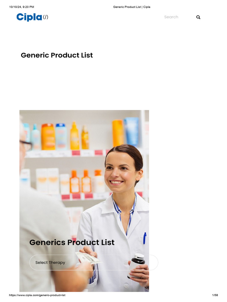 Generic Product List - Cipla | PDF